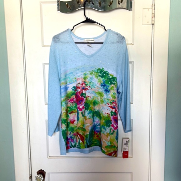 Cathy Daniels | Tops | Cathy Daniels Colorful Floral Vneck Top Size Xl ...